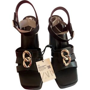 Zara | Shoes | Zara Strappy Chunky Platform Heeled Sandals | Poshmark